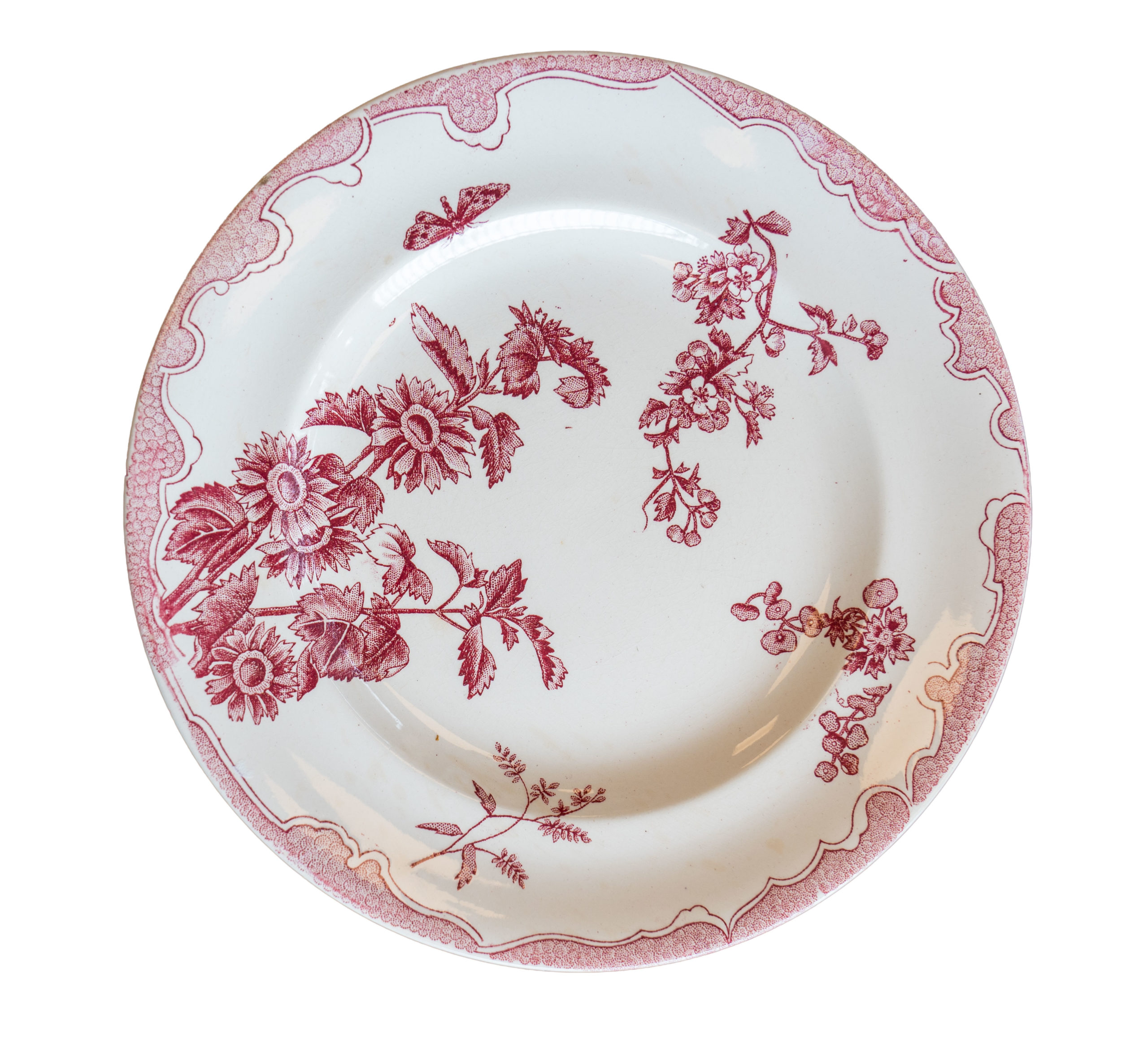 Grande assiette vintage rose - Loc'ambiances